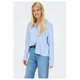 Hemdbluse Only "ONLBERIT LIFE L/S SHIRT WVN", Damen, Gr. M, serenity stripes:cd line stripes, Web, Obermaterial: 100% Viskose, gestreift, regular fit Po-bedeckend, Manschette, Blusen