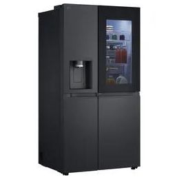 LG Side-by-Side "GSXB90EVDD", Energieeffizienz: D (A-G), silber (essence matte schwarz), Display innen, Kühlschränke, InstaView: zweimal klopfen, reinschauen Craft Ice Eiskugeln