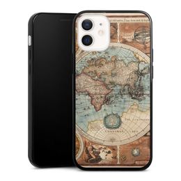 DeinDesign iPhone 12 mini Handy Slim Case extra d&uuml;nn Silikon Handyh&uuml;lle schwarz H&uuml;lle World Map Vintage Map Silikon Slim Case