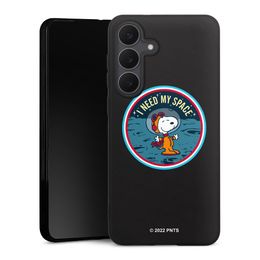 DeinDesign Galaxy S25 FE Handy Premium Silikon H&uuml;lle Handyh&uuml;lle schwarz Case Peanuts Weltall Snoopy Silikon Premium Case