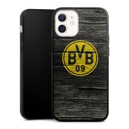 DeinDesign iPhone 12 mini Handy Slim Case extra d&uuml;nn Silikon Handyh&uuml;lle schwarz H&uuml;lle Wooden Look Bvb Borussia Dortmund Silikon Slim Case