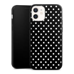 DeinDesign iPhone 12 mini Handy Slim Case extra d&uuml;nn Silikon Handyh&uuml;lle schwarz H&uuml;lle Retro Points Polka Dots Silikon Slim Case