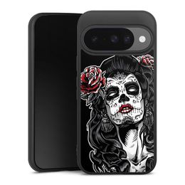 DeinDesign Google Pixel 10 Handy Premium Silikon H&uuml;lle Handyh&uuml;lle schwarz Case D&iacute;a De Los Muertos Totenkopf Rock 'N' Roll Silikon Premium Case