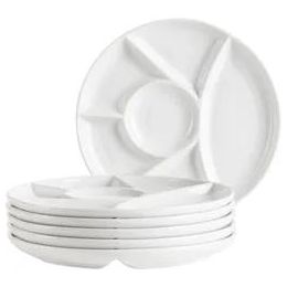 Mäser Fondueteller MÄSER "Fondueteller Set, aus Porzellan, Ø 21,5 cm", weiß, H:2cm Ø:22cm, Porzellan, Speiseteller, Geschirr-Set, Teller-Set