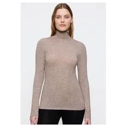 Langarmshirt Triumph "Beauty Layers Top LSL Turtleneck 04", Damen, Gr. XL, braun (braun, light combination), Single Jersey, Obermaterial: 48% Wolle, 48% Modal, 4% Elasthan, figurbetont h&uuml;ftbedeckend, ohne Ausschnitt, Shirts Langarmshirt, thermoregulierend, Langarm, Rollkragen