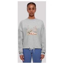 Sweatshirt F4NT4STIC "Ente Ostereier Blumen Küken", Damen, Gr. XL, grau (erdgrau), Obermaterial: 65% Baumwolle, 35% Polyester, oversize, Rundhals, ohne Bündchen, Sweatshirts, Premium Qualität