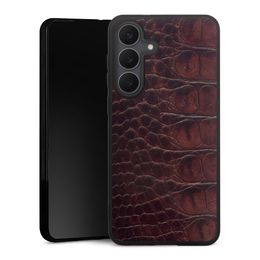 DeinDesign Galaxy S25 FE Handy Premium Silikon H&uuml;lle Handyh&uuml;lle schwarz Case Leather Crocodile Animal Print Silikon Premium Case