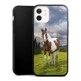 DeinDesign iPhone 12 mini Handy Slim Case extra d&uuml;nn Silikon Handyh&uuml;lle schwarz H&uuml;lle Horse Nature Meadow Silikon Slim Case
