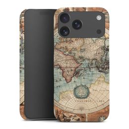 DeinDesign iPhone 17 Pro Max Handy Premium Case Smartphone Handyh&uuml;lle Schutzh&uuml;lle gl&auml;nzend Vintage Map World Map Premium Case