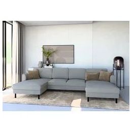 Wohnlandschaft Home Affaire "Booster Couch wahlweise mit Schlaffunktion und Bettkasten-auch in Cord", schlamm, B:232cm H:83cm T:161cm, 100% Polyester, Sofas, Sofa in U-Form, Breite 305 cm