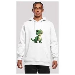 Kapuzenpullover F4NT4STIC "Süßer grüner Dino", Herren, Gr. XS, weiß, Obermaterial: 65% Baumwolle, 35% Polyester, slim fit, Pullover, Premium Qualität
