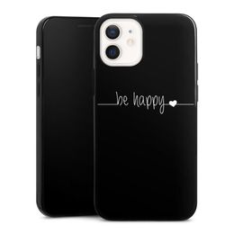 DeinDesign iPhone 12 mini Handy Slim Case extra d&uuml;nn Silikon Handyh&uuml;lle schwarz H&uuml;lle Happiness Statement Sayings Silikon Slim Case