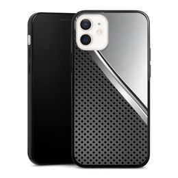 DeinDesign iPhone 12 mini Handy Slim Case extra d&uuml;nn Silikon Handyh&uuml;lle schwarz H&uuml;lle Steel Metall Carbon Silikon Slim Case