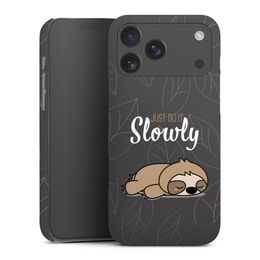 DeinDesign iPhone 17 Pro Max Handy Premium Case Smartphone Handyh&uuml;lle Schutzh&uuml;lle gl&auml;nzend Sloth Lazy Sunday Sayings Premium Case