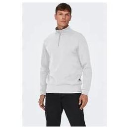 Only & Sons Sweatshirt ONLY & SONS "ONSCERES HALF ZIP SWEAT", Herren, Gr. M, grau (super light grau melange), angeraute Sweatware, Obermaterial: 65% Baumwolle, 35% Polyester, meliert, unifarben, regular fit normal, hoch geschlossener Ausschnitt, Rippbündchen, Sweatshirts