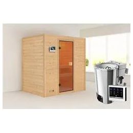 Sauna Karibu ""Sunie" mit bronzierter Tür, naturbelassen", naturbelassen, Bio-Kombiofen, externe Steuerung, 230 kW, Saunen, aus hochwertiger nordischer Fichte