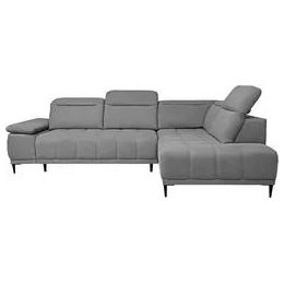 Ecksofa WERK2 "Memo Focus-L", grau, B:204cm H:82cm T:278cm, 92% Polyester, 8% Nylon, Sofas, Komfort nach Maß: Ausziehbare Sitztiefe, verstellbare Kopfteile & Füße