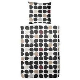Bettwäsche Primera "Mako-Satin -Bettwäsche Drops", grau, B/L: 135cm x 200cm, 1 Stk., 1 Stk., Mako-Satin, B/L: 80cm x 80cm, 2 Stk., Mako-Satin, Obermaterial: 100% Baumwolle, Bettwäsche, mit eleganten Tropfen