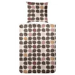 Bettwäsche Primera "Mako-Satin -Bettwäsche Drops", braun, B/L: 135cm x 200cm, 1 Stk., 1 Stk., Mako-Satin, B/L: 80cm x 80cm, 2 Stk., Mako-Satin, Obermaterial: 100% Baumwolle, Bettwäsche, mit eleganten Tropfen
