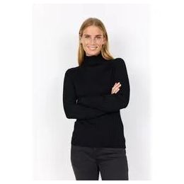Rollkragenpullover soyaconcept "SC-DOLLIE 483", Damen, Gr. L, schwarz (9999 schwarz), Rippstrick, Obermaterial: 75% Viskose, 25% Nylon, unifarben, figurbetont hüftlang, Rundhals, Pullover