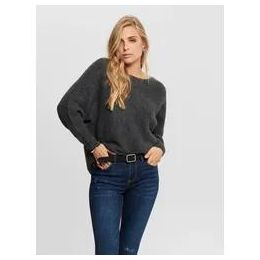 Strickpullover Only "ONLDANIELLA L/S PULLOVER KNT NOOS", Damen, Gr. S, grau (dunkelgrau melange), Strick, Obermaterial: 77% Polyacryl, 19% Polyester, 4% Elasthan, meliert, regular fit normal, Rundhals, Fledermausärmel Rippstrickbündchen, Pullover