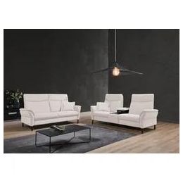 2-Sitzer Places of Style "Sisto, inklusive 2x Relaxfunktion motorisch mit Herz-Waage-Beschlag", weiß, B:202cm H:108cm T:94cm, 100% Polyester, Sofas, Zwischenelement mit Tisch, Steckdose & USB-Ladestation