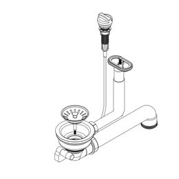 PYRAMIS Drehexcenter-Ventil &empty; 92 mm (1 1/2") mit &Uuml;berlauf in Abtropffl&auml;che