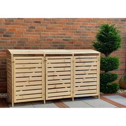 Promadino Mülltonnenbox 'Vario III' naturfarben 219 x 122 x 92 cm
