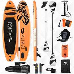 Stand Up Paddle Board "AUKAI Pro Ocean" mit Kajak-Sitz und Motor orange