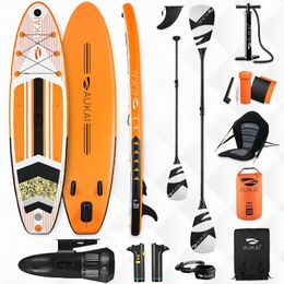 Stand Up Paddle Board "AUKAI Pro" mit Kajak-Sitz und Motor orange