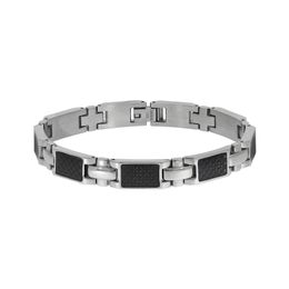 ZEEme Stainless Steel Armband Edelstahl poliert mit Carbon-Einlagen 20,5cm lang