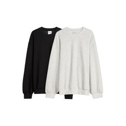 Bershka Sweatshirt Damen Gr&ouml;&szlig;e XS hellgrau / schwarz