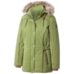 WITT Damen Steppjacke mit Pelz-Imitat, abkn&ouml;pfbar, gr&uuml;n, Gr&ouml;&szlig;e 40
