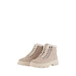 Tom Tailor Damen Gefütterte Stiefel mit Fellimitat, beige, Uni, Gr. 36