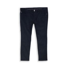 Tom Tailor Herren Plus Size - Regular Fit Cordhose, blau, Uni, Gr. 42/32
