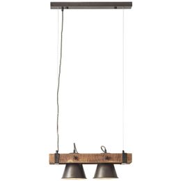 BRILLIANT LEUCHTEN Decca Pendelleuchte Holz dunkel, Schwarz, 2-flammig