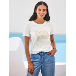 Heine Damen Kurzarmshirt, Natur, Gr. 46, T-Shirts, Material: Baumwolle