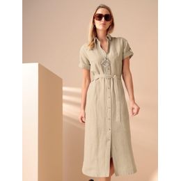 Heine Damen Sommerkleid, Braun, Gr. 34, Maxikleider, Material: Leinen