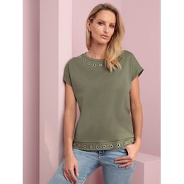 Heine Damen Kurzarmshirt, Gr&uuml;n, Gr. 34, T-Shirts, 100% Baumwolle