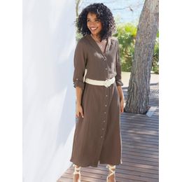 Heine Damen Baumwollkleid, Braun, Gr. 42, Maxikleider, 100% Baumwolle