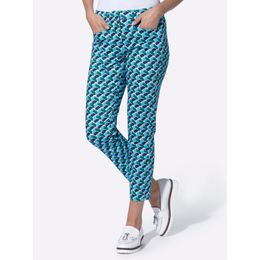 Heine Damen Druckhose, Blau, Gr. 38, 7/8-Hose, Material: Baumwolle