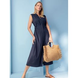 Heine Damen Webkleid, Blau, Gr. 42, Maxikleider, Material: Baumwolle