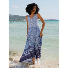 Heine Damen Jerseykleid, Blau, Gr. 50, Shirtkleider, Material: Viskose