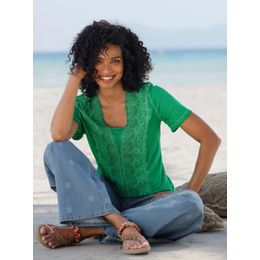 Heine Damen Kurzarmshirt, Gr&uuml;n, Gr. 34, T-Shirts, 100% Baumwolle