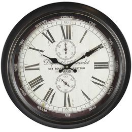 Wanduhr AMBIENTE HAUS "Dupont Wanduhr aus Metall 40cm", schwarz, B:40cm H:40cm T:6cm, Wanduhren