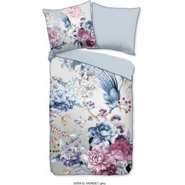 Wendebettwäsche Descanso "Ignadi", grün, B/L: 135cm x 200cm, 1 Stk., 1 Stk., Satin (Bio-Baumwolle), B/L: 80cm x 80cm, 2 Stk., Satin (Bio-Baumwolle), Obermaterial: 100% Baumwolle, Bettwäsche, Baumwolle, Satin, 135x200, Biese, Reißverschluss, Wende, Tropen, Grün