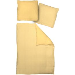 Bettwäsche Adam "Graphic Ventusl light", gelb, B/L: 155cm x 200cm, 1 Stk., 1 Stk., Renforcé, B/L: 80cm x 80cm, 2 Stk., Renforcé, Obermaterial: 100% Baumwolle, Bettwäsche, aus 100 % Bio-Baumwolle, 2 teilig - Bettwäsche Set