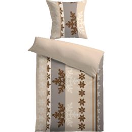 Wendebettwäsche Kinzler "Mikrofaser Wende-Bettwäsche "St. Moritz"", grau (taupe), B/L: 135cm x 200cm, 1 Stk., 1 Stk., Polyester, B/L: 80cm x 80cm, 2 Stk., Polyester, Obermaterial: 100% Polyester, Bettwäsche, kuschlig weich
