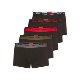Trunk HUGO UNDERWEAR "FIVE PACK", Herren, Gr. M (50), schwarz (schwarz 003), Single Jersey, Obermaterial: 95% Baumwolle, 5% Elasthan, körpernah, Unterhosen, mit HUGO Schriftzug