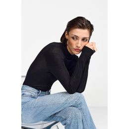 Longsleeve RICHROYAL, Damen, Gr. XL, schwarz, Rippstrick, Obermaterial: 70% Viskose, 28% Polyamid, 2% Elasthan, Shirts, mit Turtle-Neck